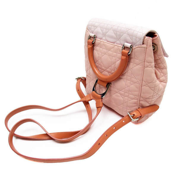 Dior | Bags | Christian Dior Cannage Leather Backpack Light Pink Silver ...